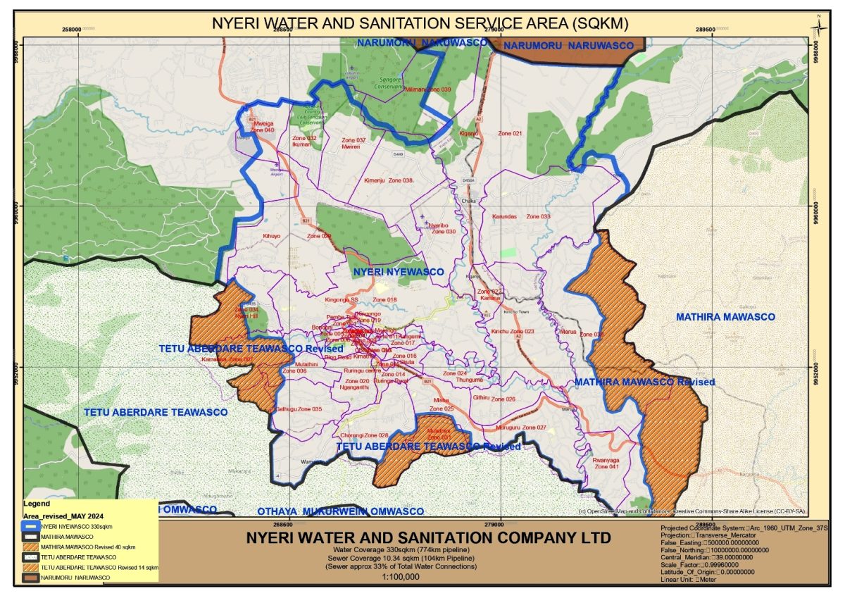 Service Area - Nyeri Water and Sanitation Company Limited (NYEWASCO)